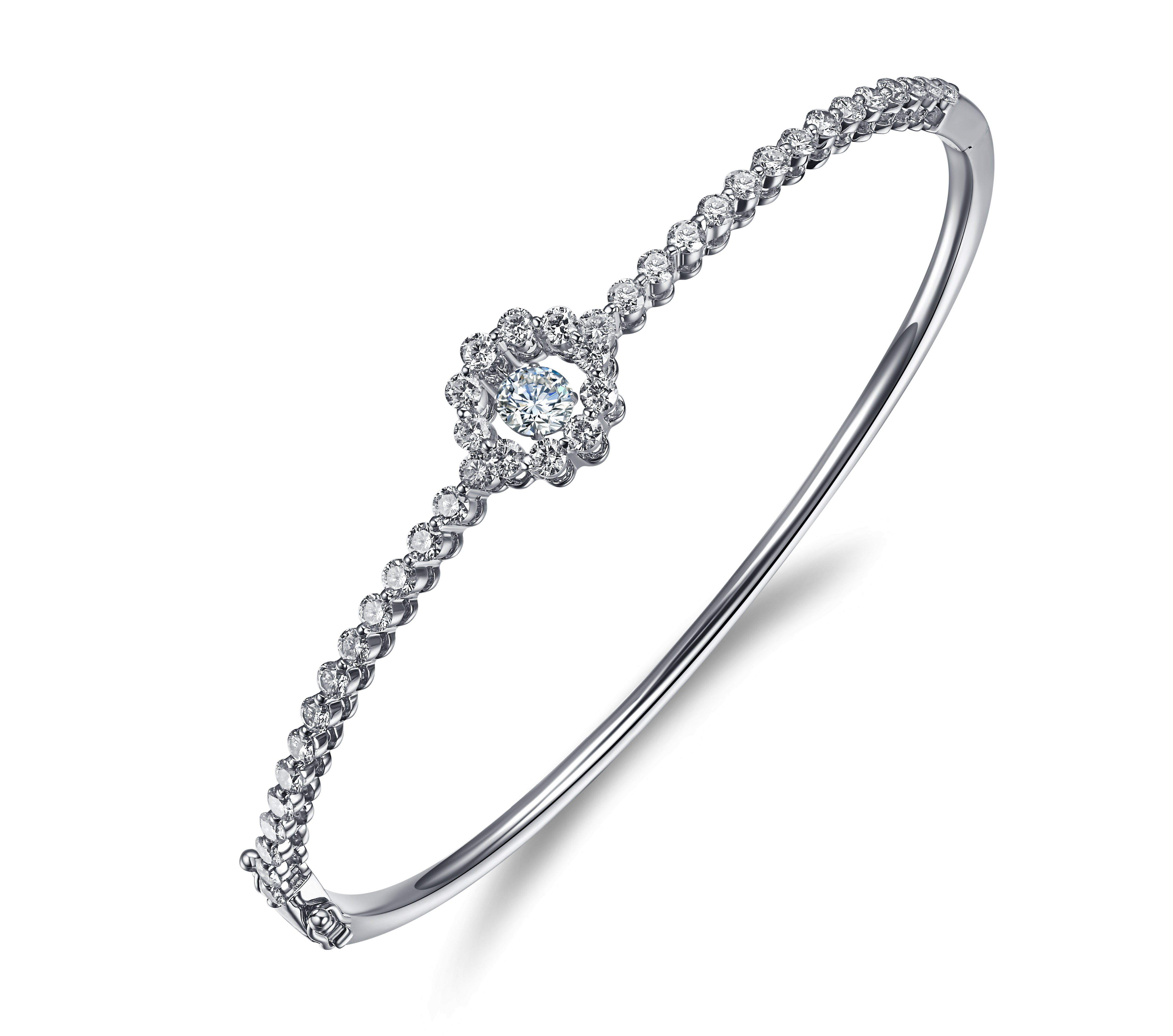 14KT White Gold Dancing Diamond Bracelet – colorsdutyfreejewellers