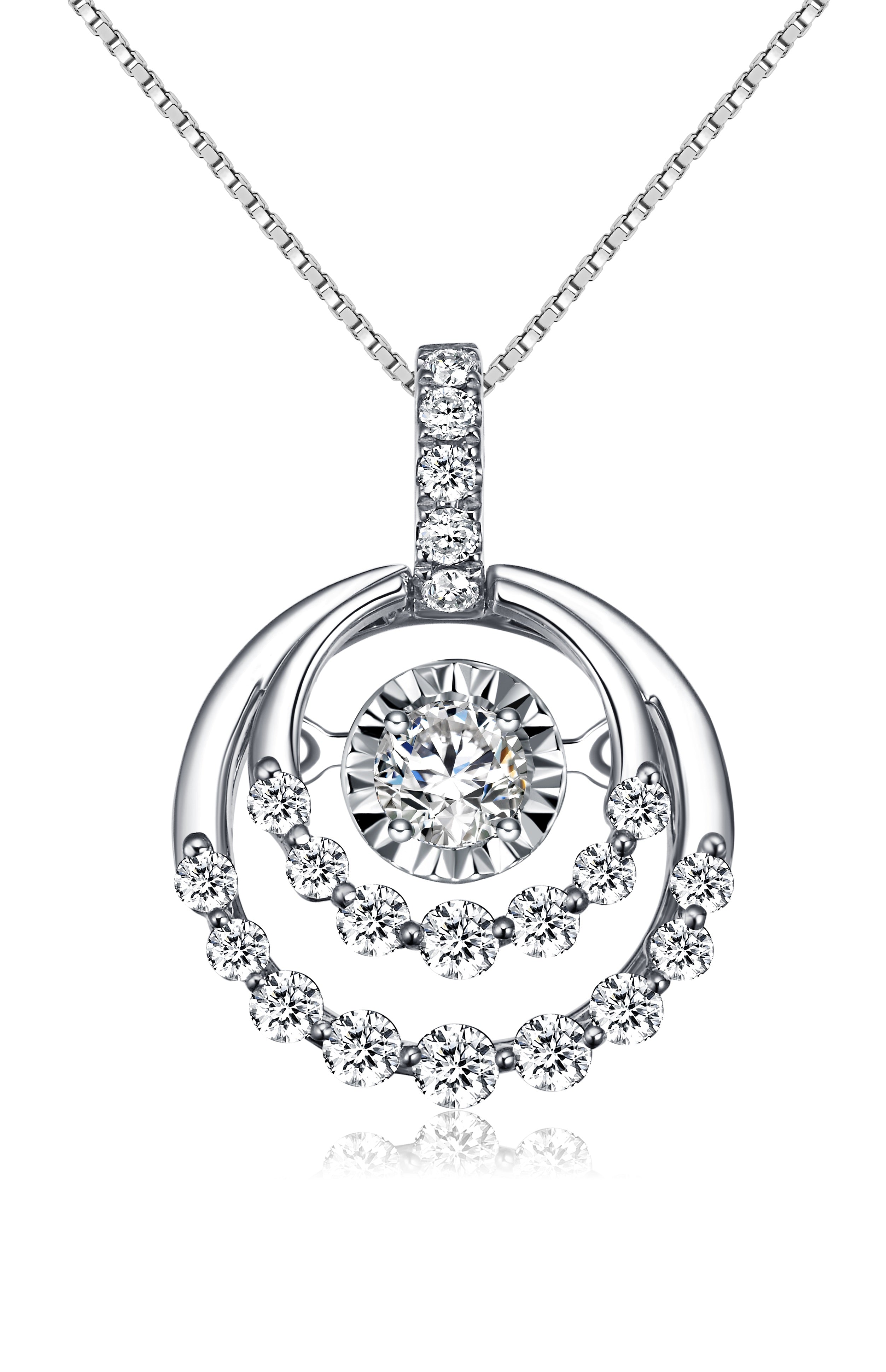 14KT White Gold Dancing Diamond Pendant – colorsdutyfreejewellers