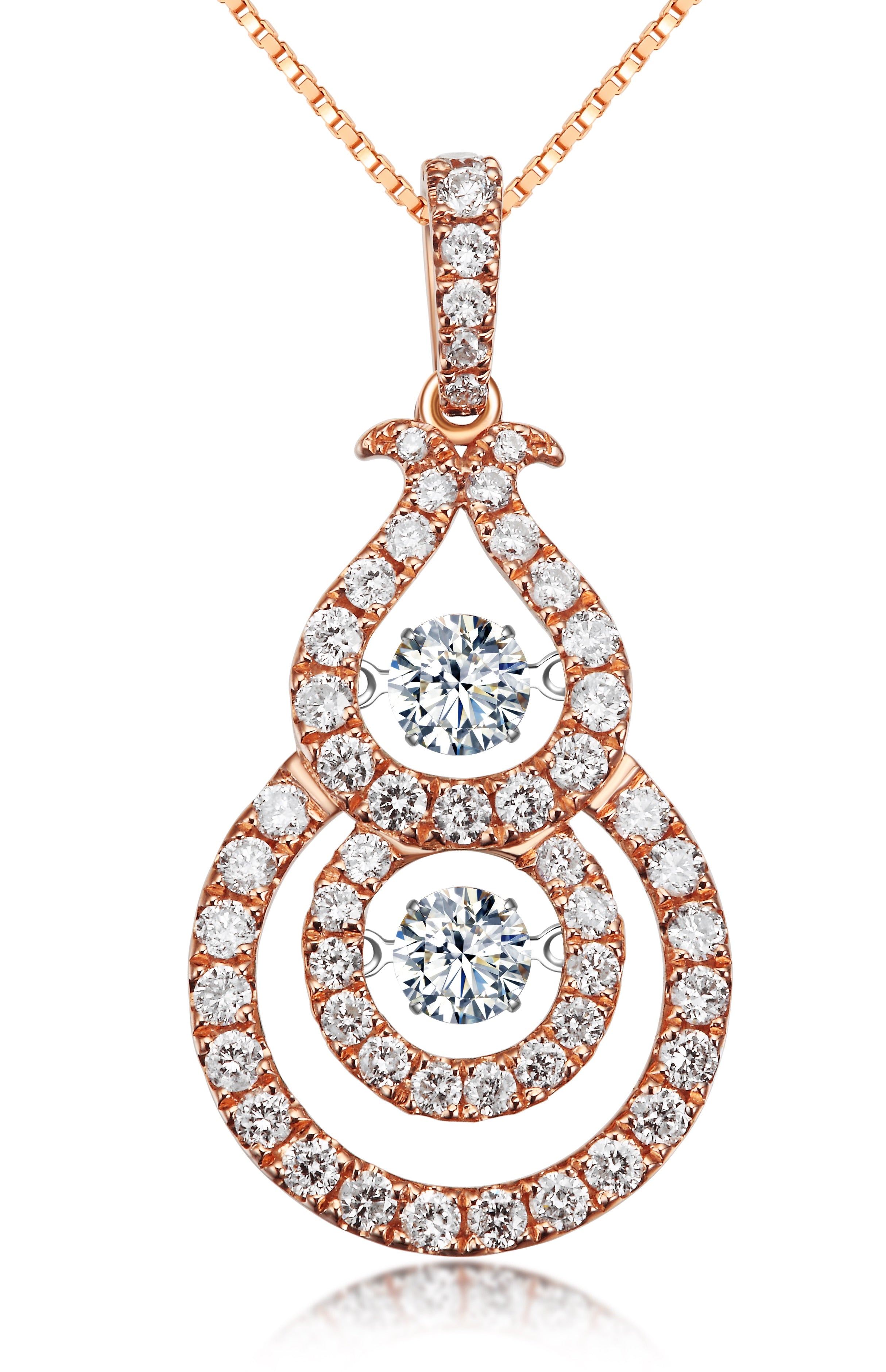 14KT Rose Gold Dancing Diamond Pendant – colorsdutyfreejewellers
